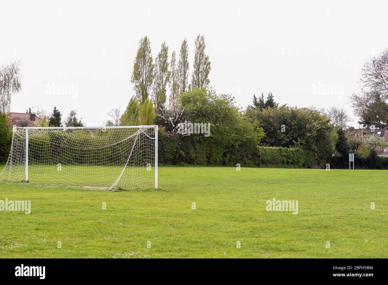 Empty football pitch in public park with no people Stock Photo - Alamy