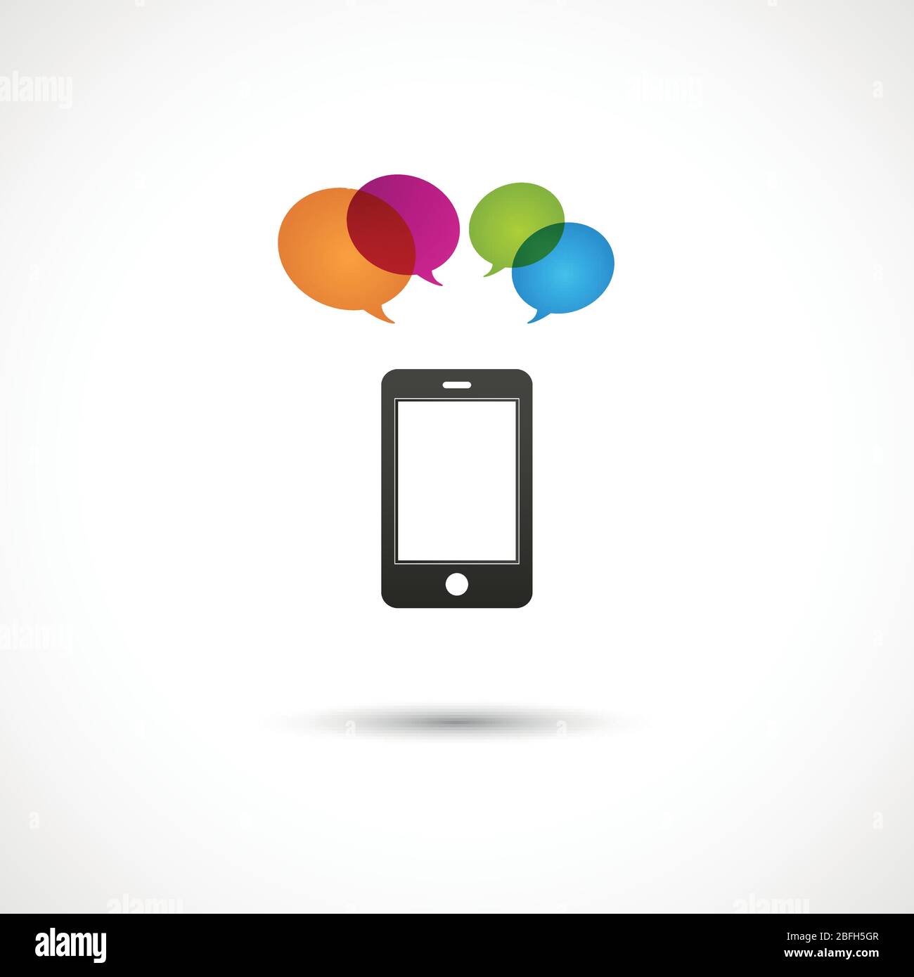 Vector black smartphone with abstract bright four circles. Colorful ...