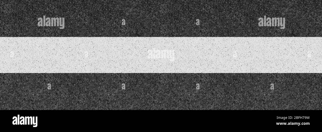 Black asphalt background texture with horizontal white line. Banner ...