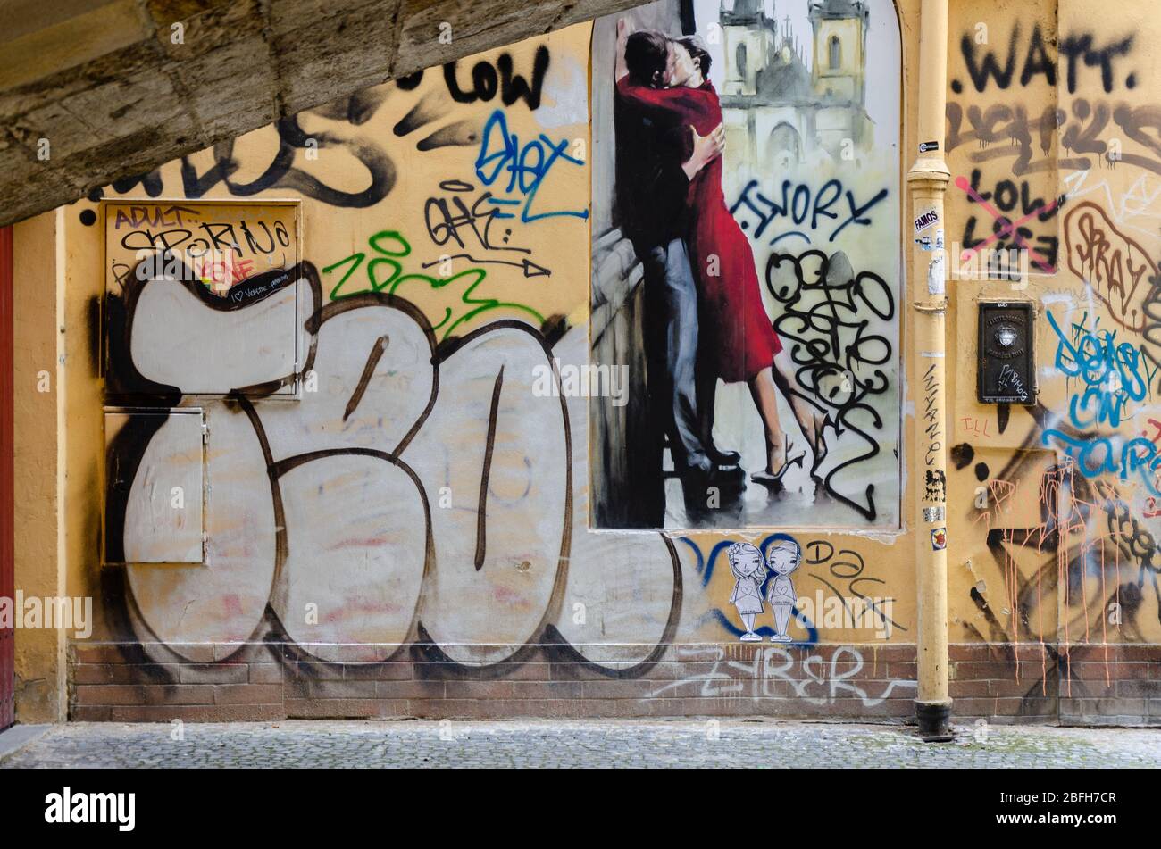 Graffiti on the walls of a building in Prague, Czech Republic Stock ...