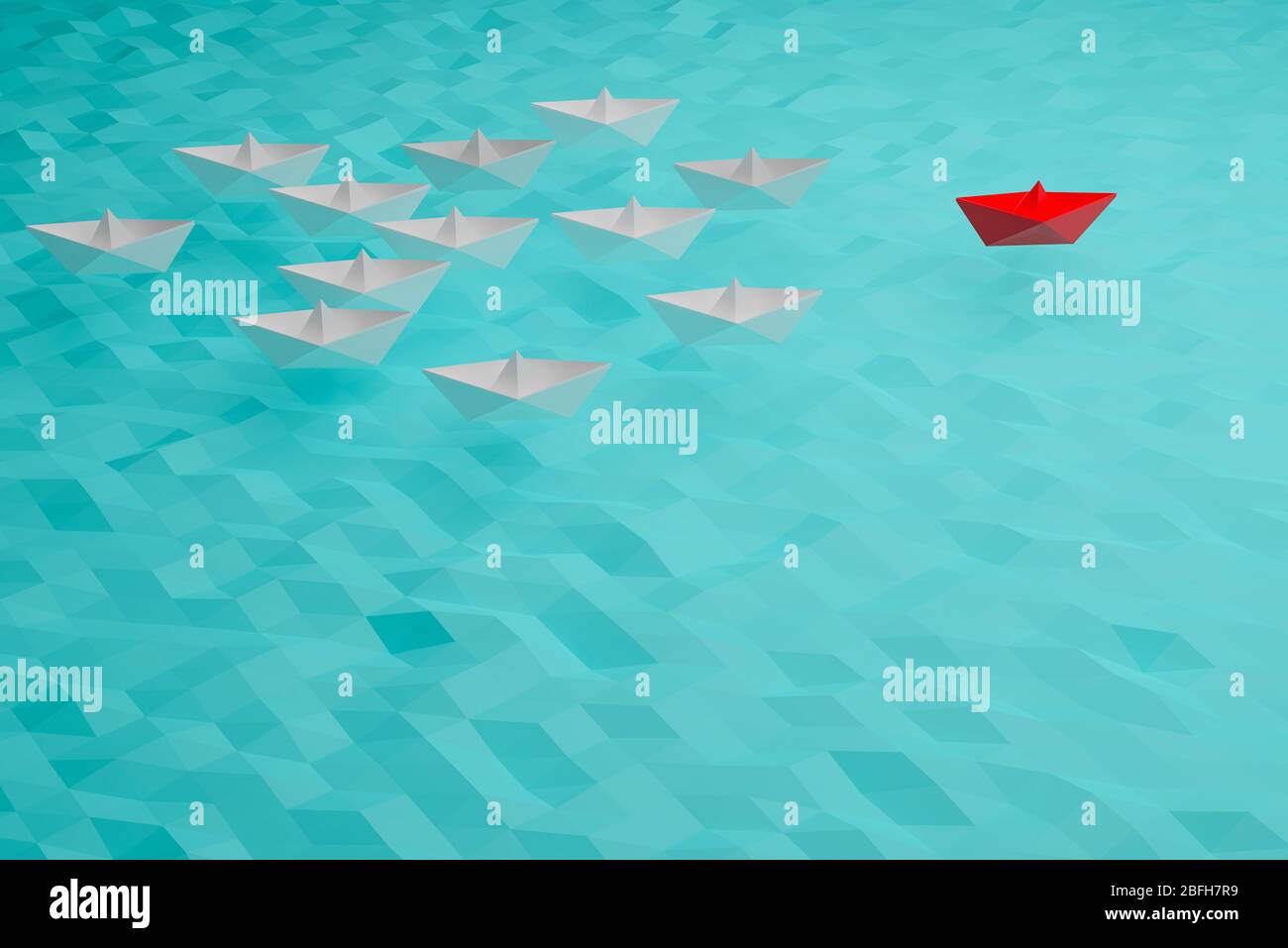 leader ship concept, red boat win and success, business success concept ...