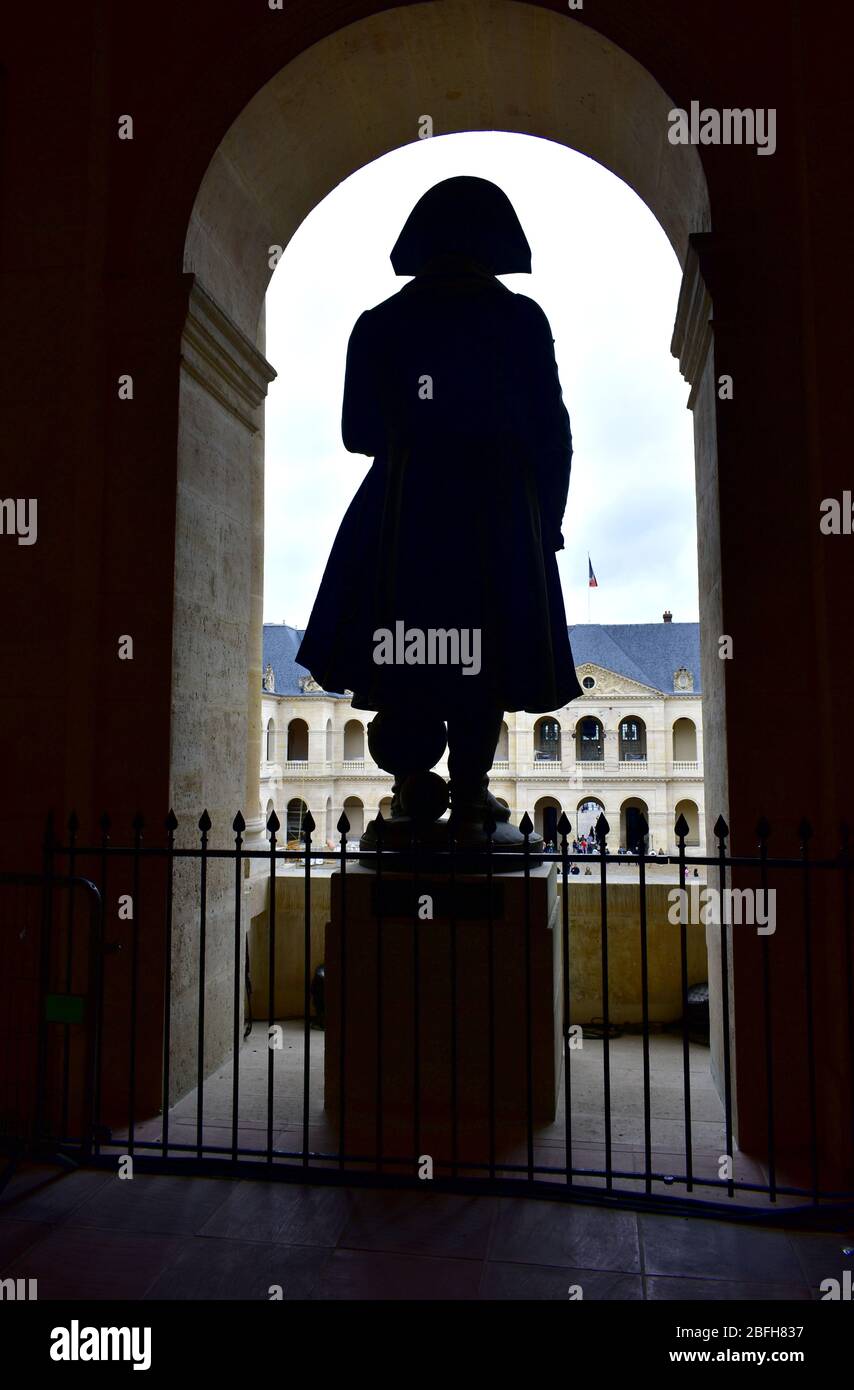 Napoleon Bonaparte Statue at Hotel National des Invalides, rear view ...