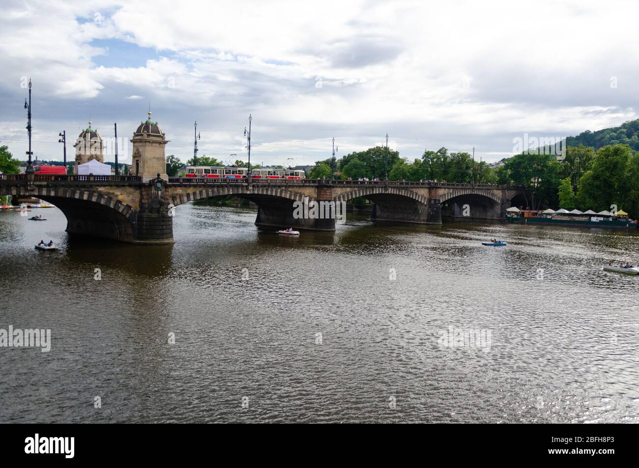 Legion Bridge over Vltava River in Prague, Czech Republic Stock Photo ...