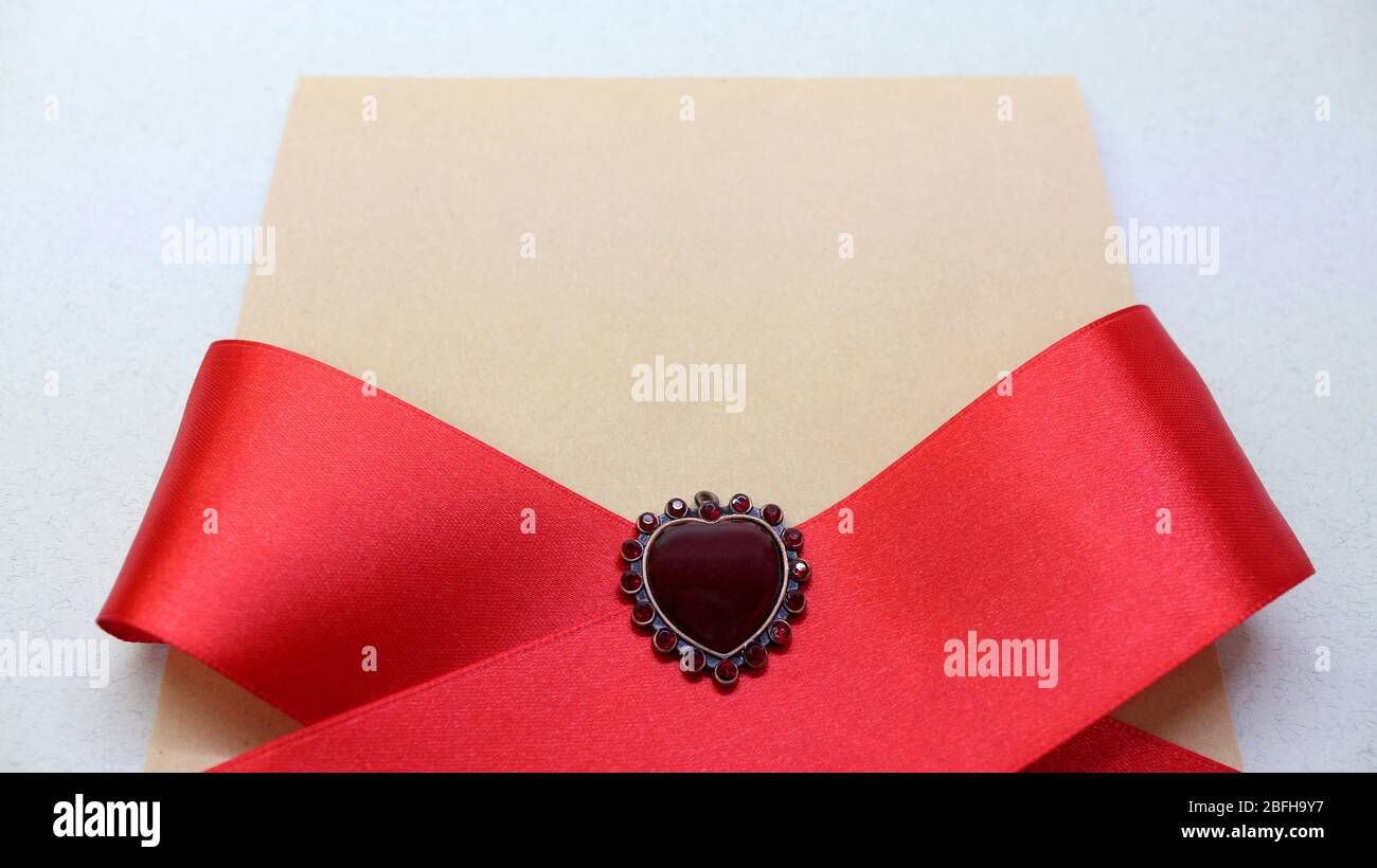 Red ribbon and heart for Valentine's day, for international women's day ...
