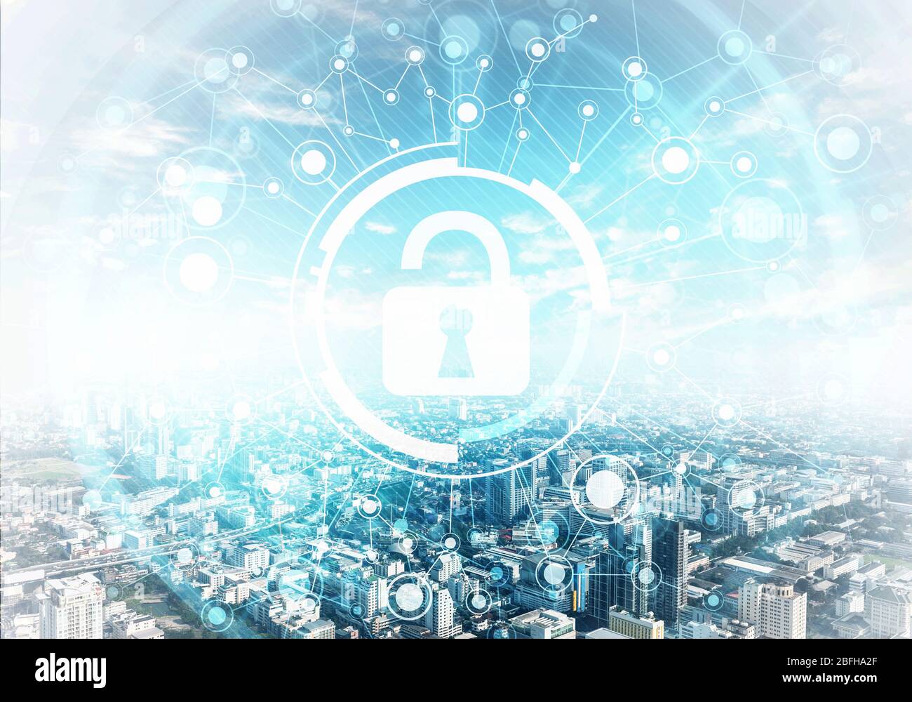 Cybersecurity mixed media with virtual padlock Stock Photo - Alamy