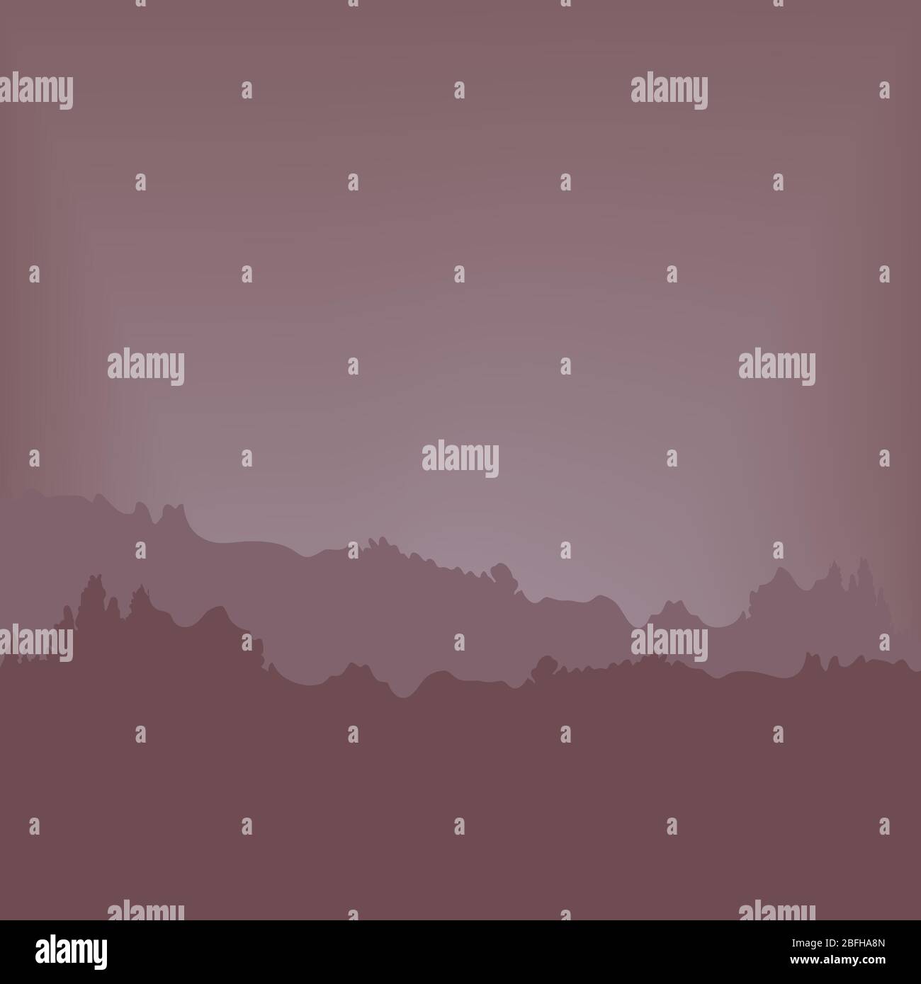 Sunset over the forest. The purple light of the sky. Vector ...