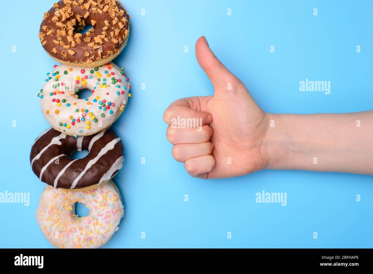 I like donut in restaurant positive reaction concept. Close up photo of ...