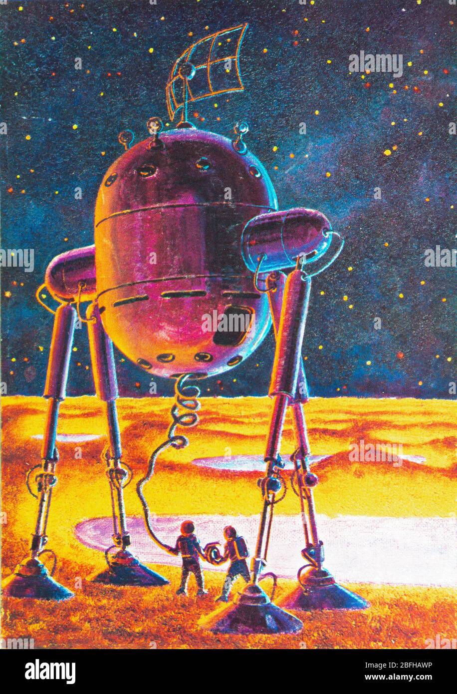 Space exploration, futuristic art by A.Sokolov, A.Leonov, from Soviet ...