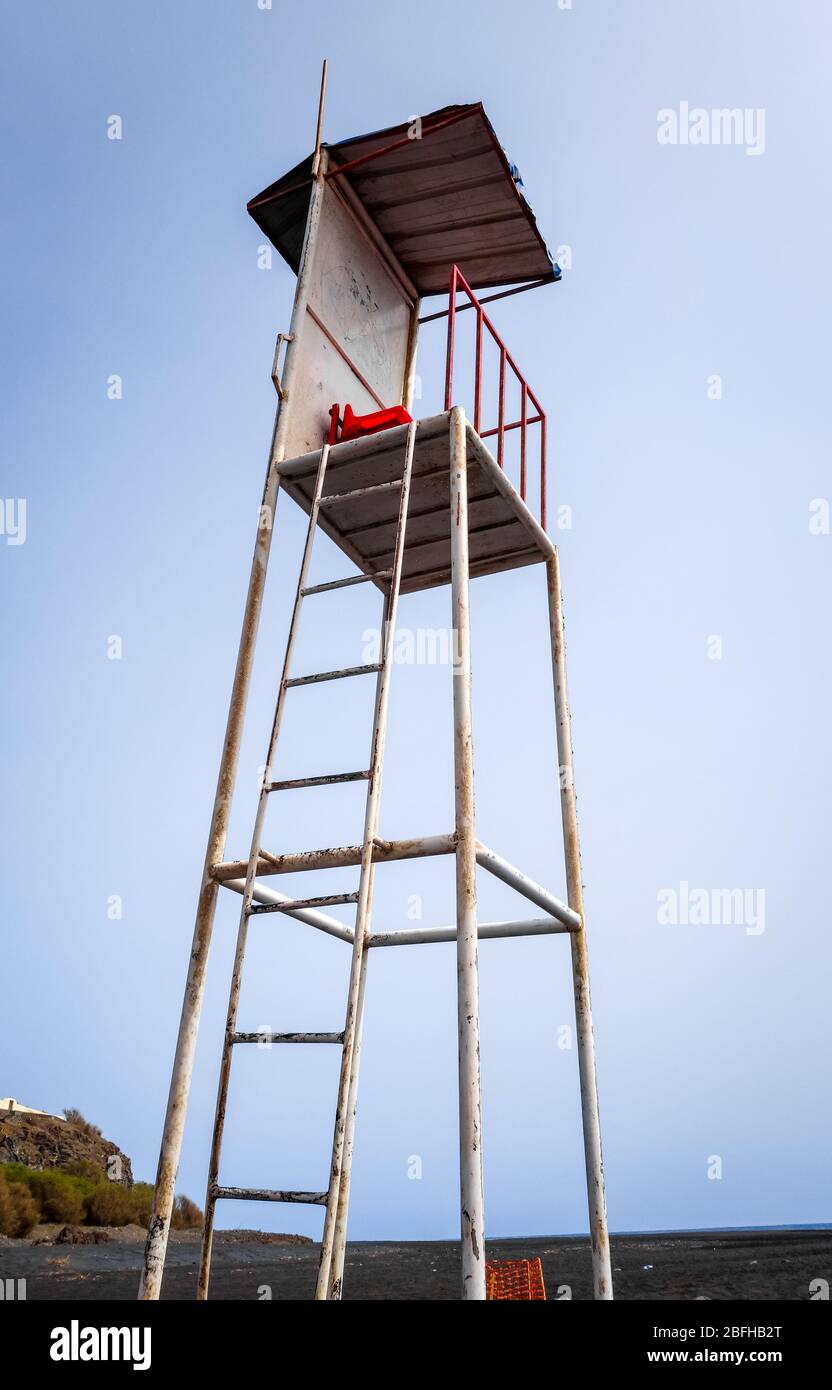 Lifeguard tower chair in Fogo Island, Cape Verde, Africa Stock Photo ...