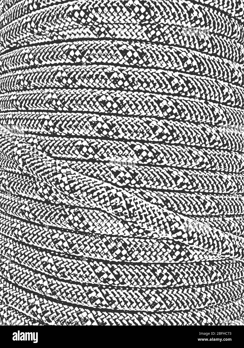 Distress grunge vector texture of rope. Black and white background. EPS ...