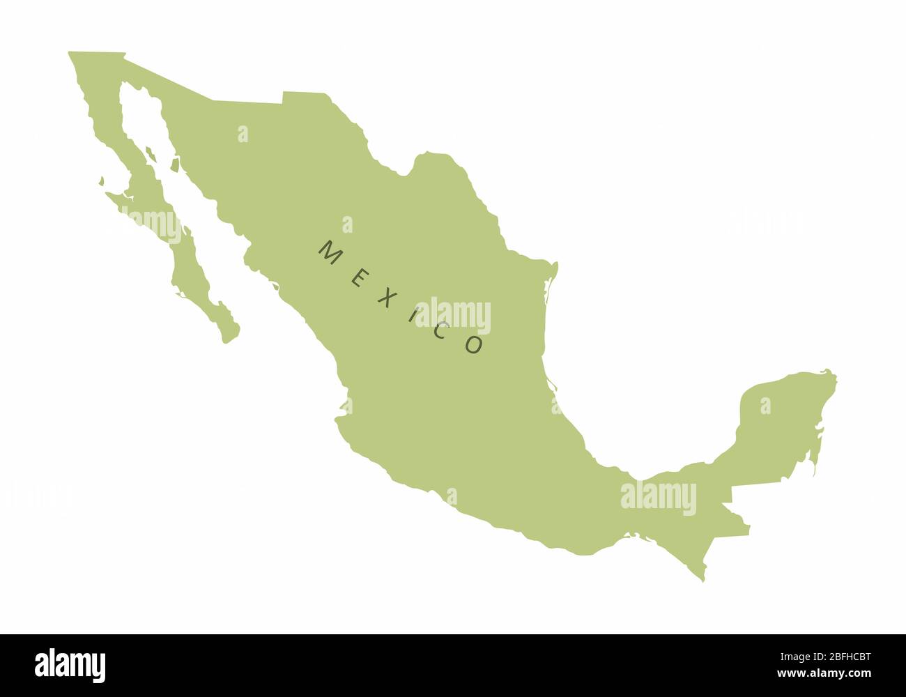 Mexico colorful map silhouette on white background with label Stock ...
