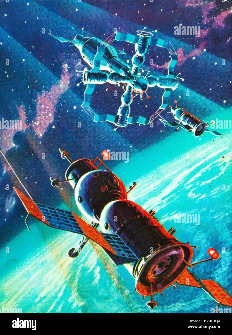 Space exploration, futuristic art by A.Sokolov, A.Leonov, from Soviet ...