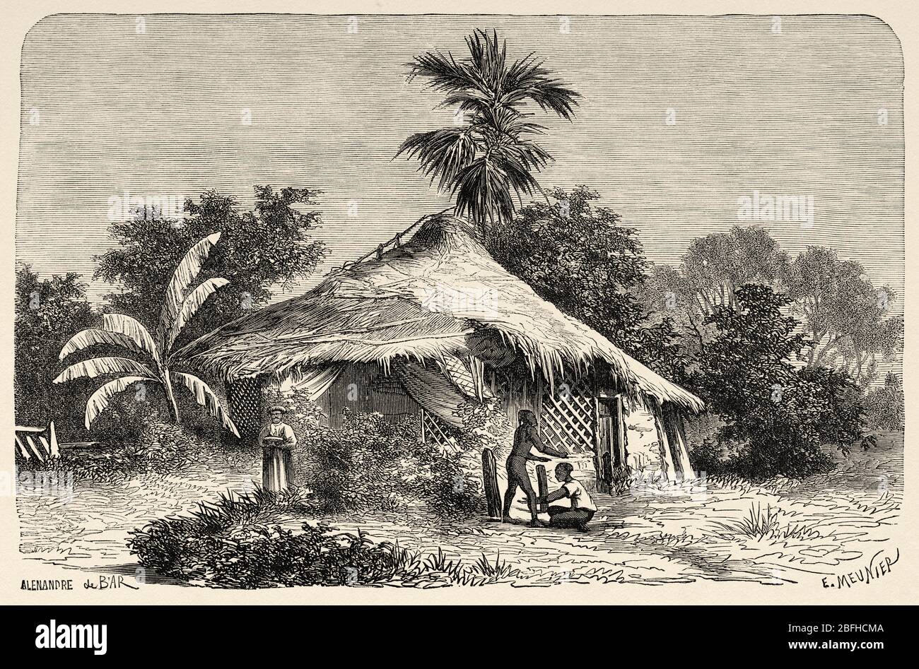 Bombay slum, India. Old engraving illustration from El Mundo en la Mano ...