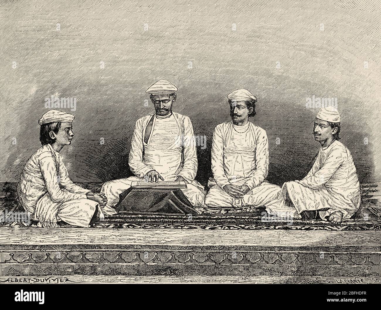 Portrait of Brahmins of Bengal, India. Old engraving illustration from ...