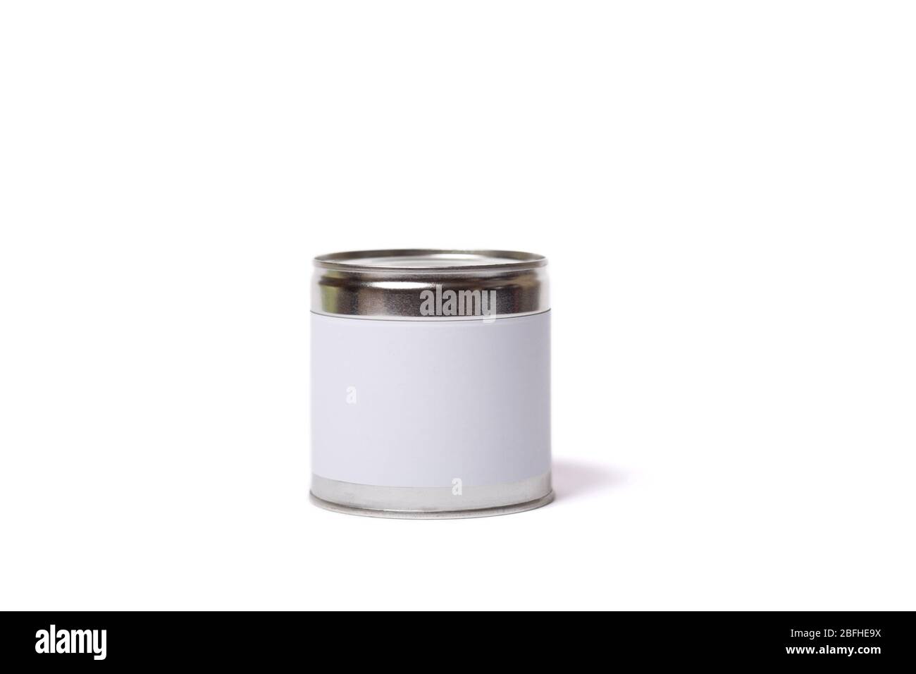 One metal can with no lable on a white background, with copy space ...