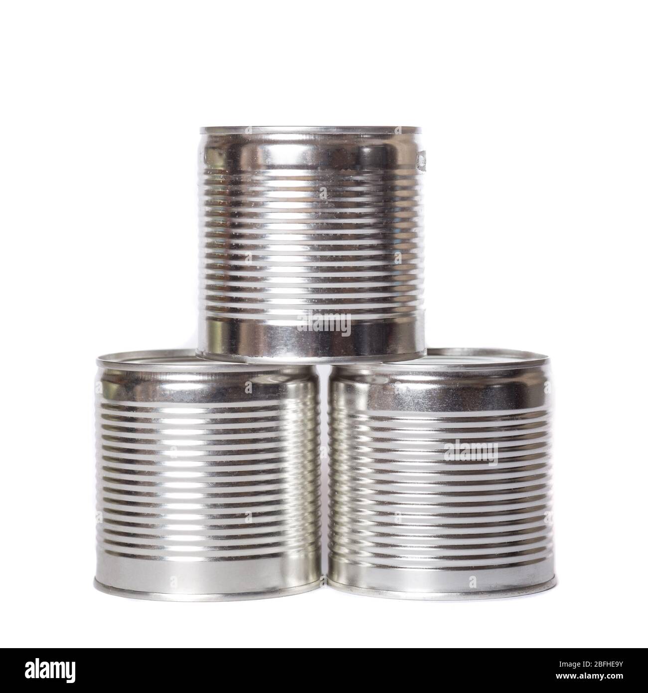 Three metal cans with preservation on a white background Stock Photo ...