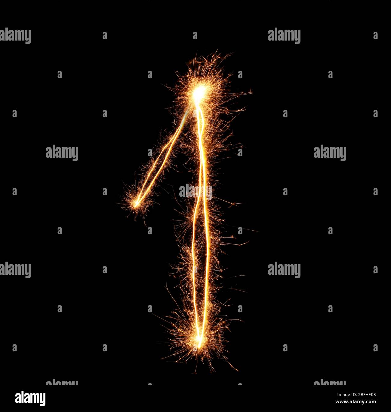 Number "one" sparklers on black background Stock Photo - Alamy