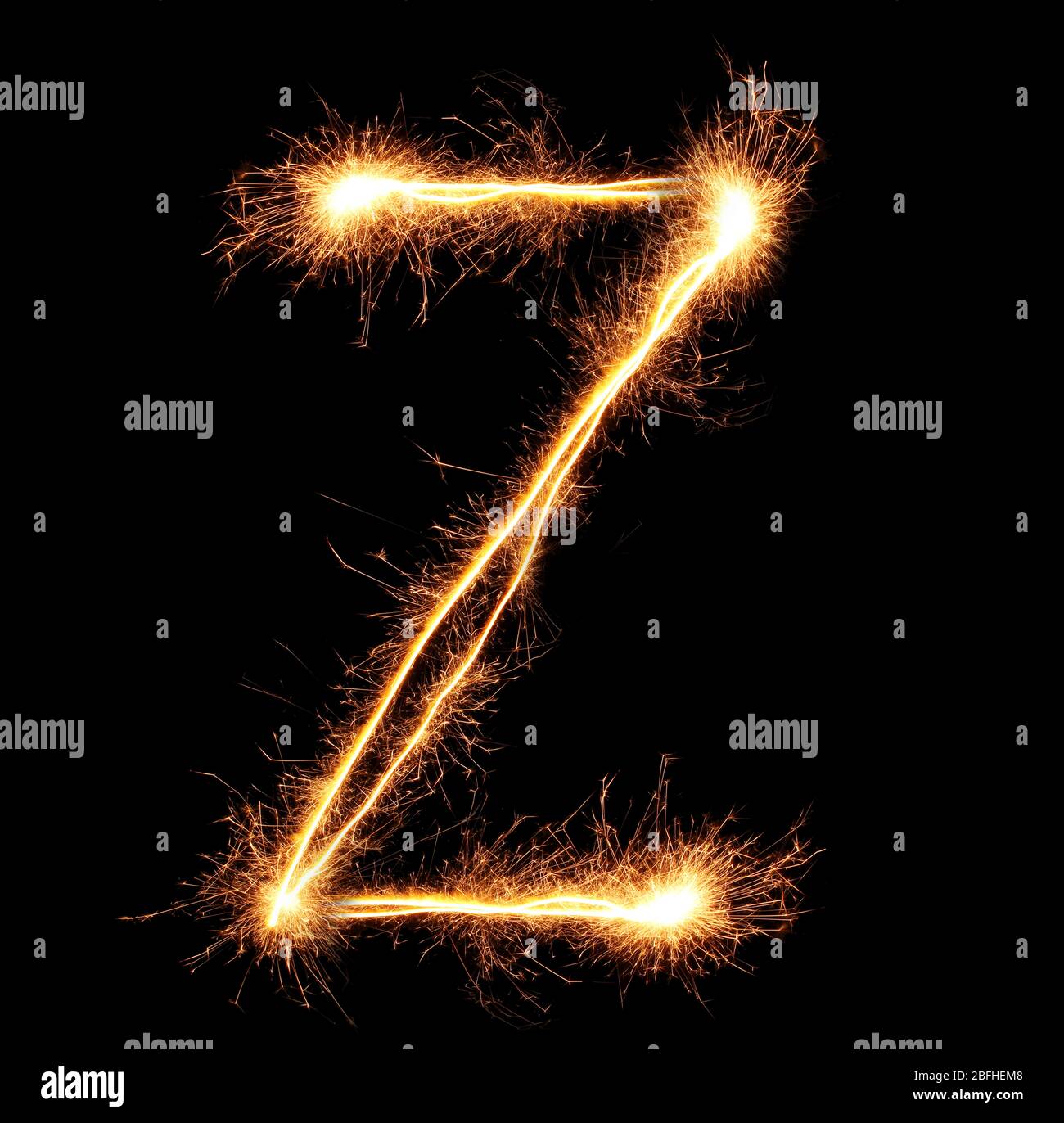 Letter "Z" sparklers on black background Stock Photo - Alamy