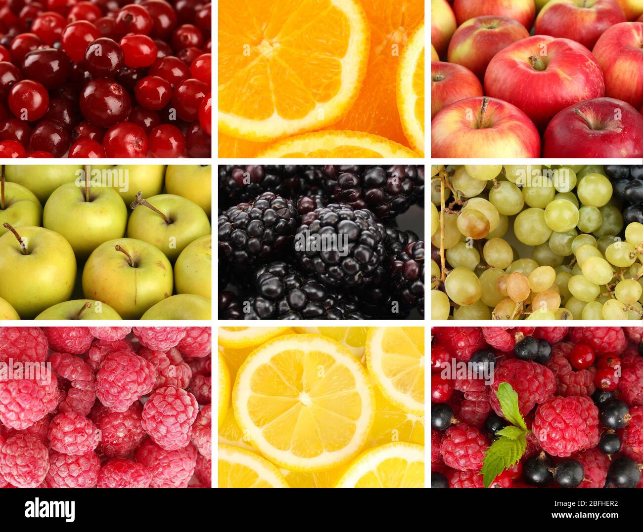 Colorful healthy fruit collage Stock Photo - Alamy