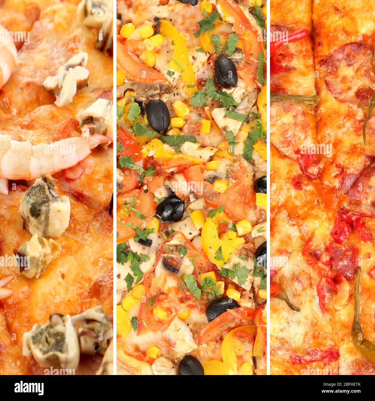 Collage of various pizza Stock Photo - Alamy