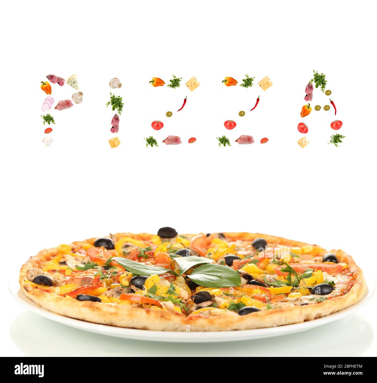 Pizza isolated on white Stock Photo - Alamy