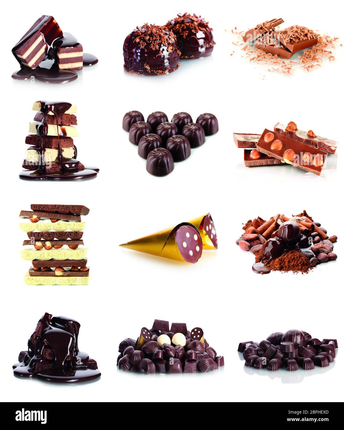 Chocolate candy collection isolated on white Stock Photo - Alamy