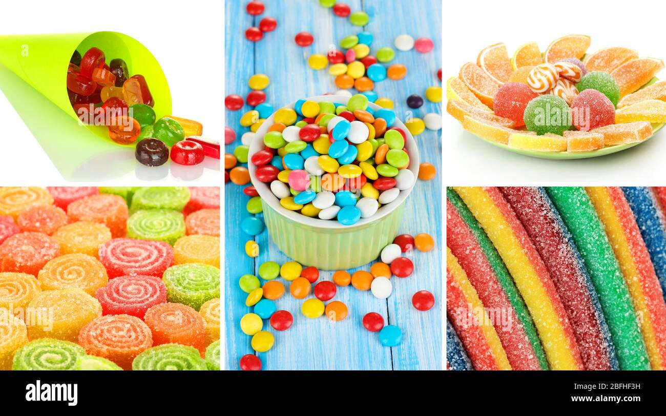 Collage of colorful candies Stock Photo - Alamy
