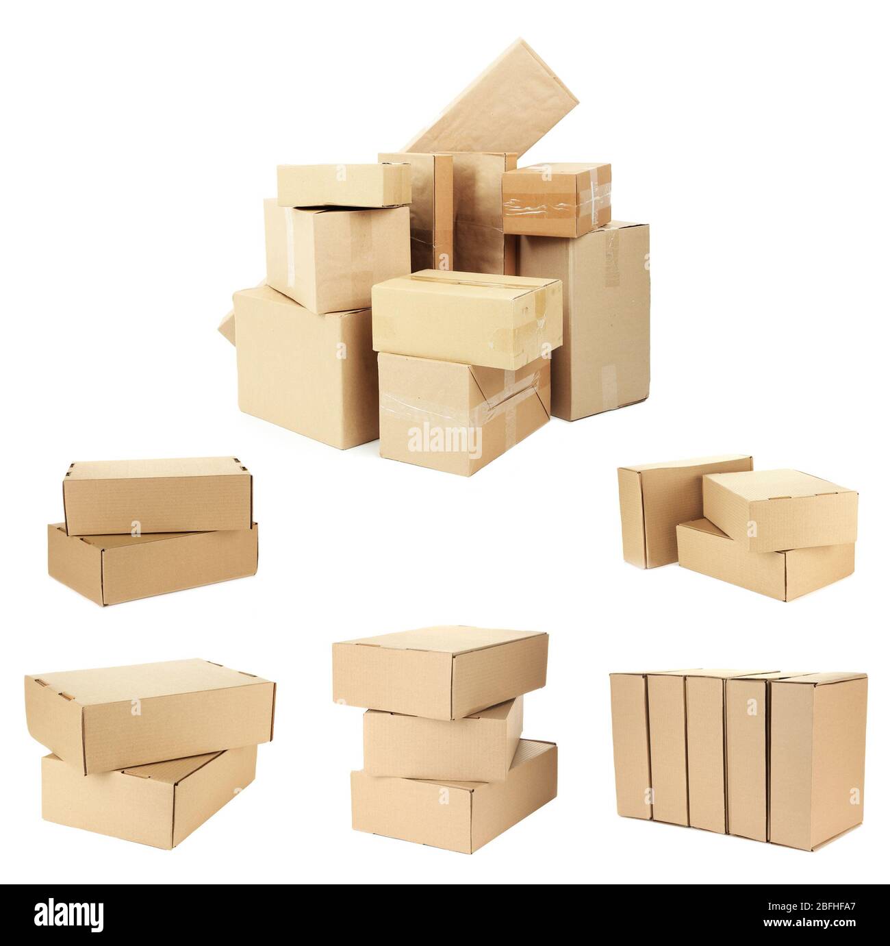 Collage of different boxes Stock Photo - Alamy