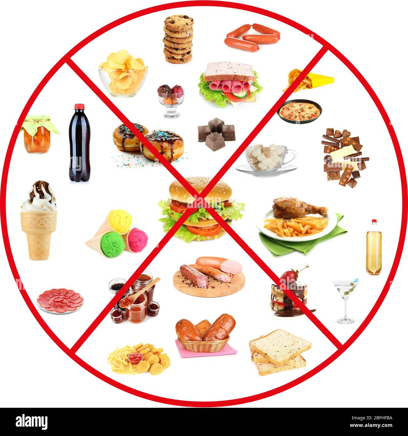 Unhealthy Food Collage Collage Various Fast Food Products Stock Photo