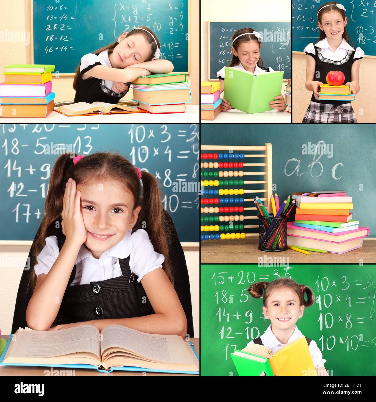 Collage of schoolchildren in classroom. School concept Stock Photo - Alamy