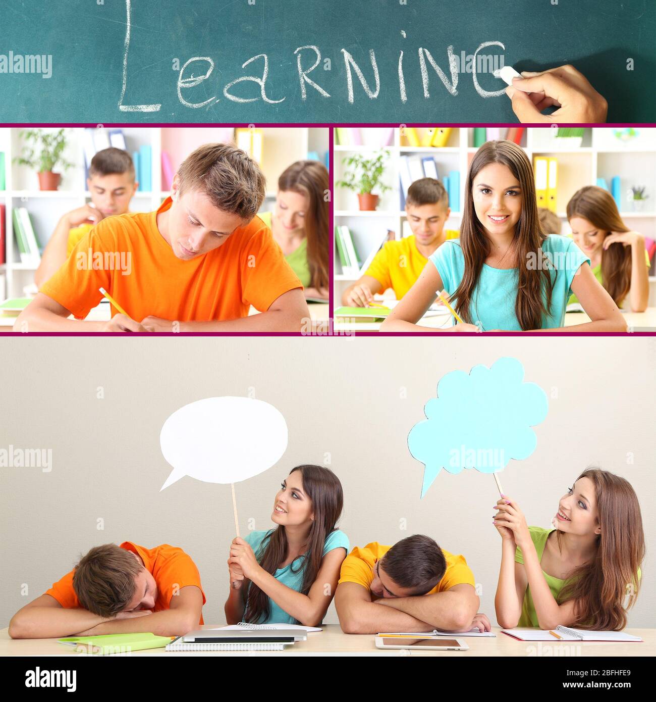 Collage of students people- education concept Stock Photo - Alamy