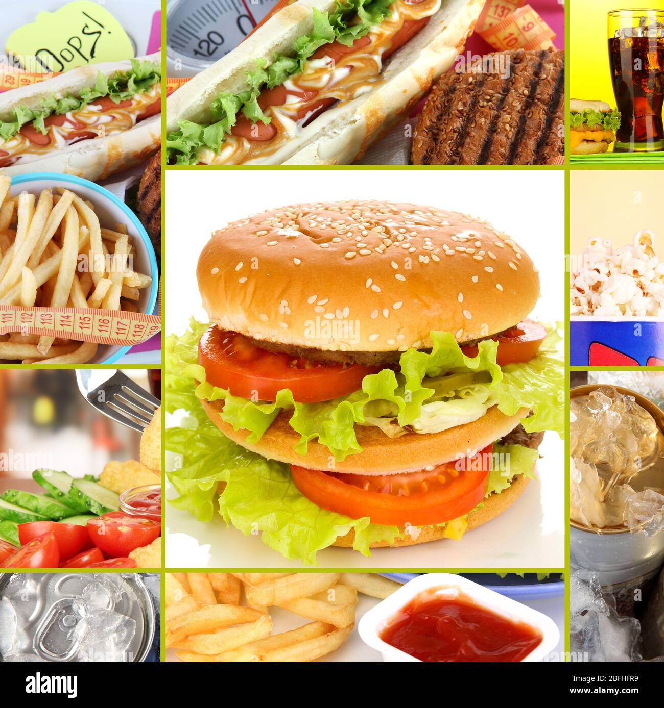Collage of fast food Stock Photo - Alamy