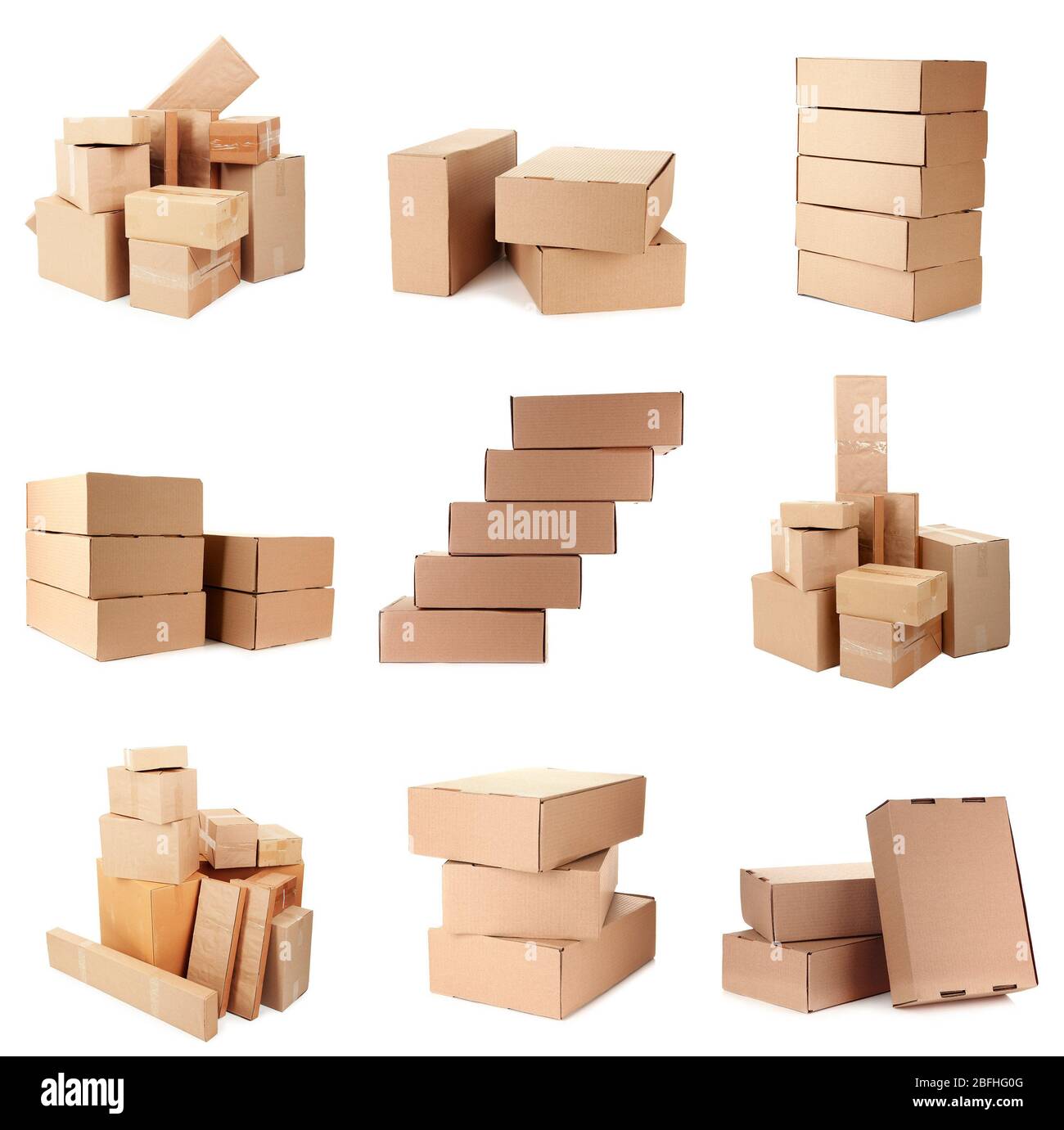 Collage of different boxes Stock Photo - Alamy