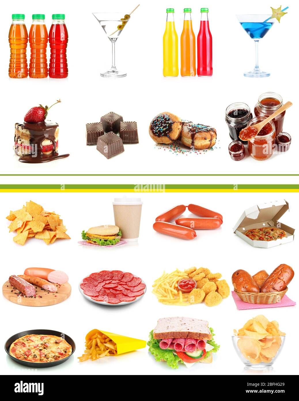 Collage of different unhealthy food Stock Photo - Alamy