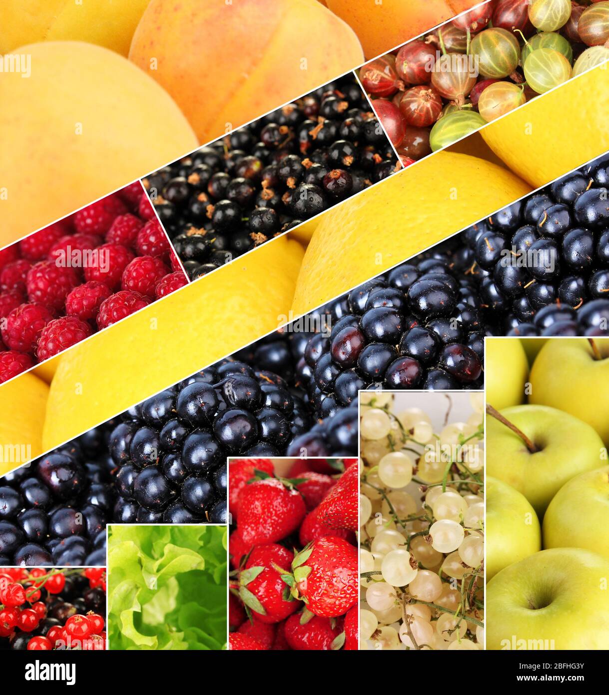 Collage of fruits and berries close-up background Stock Photo - Alamy