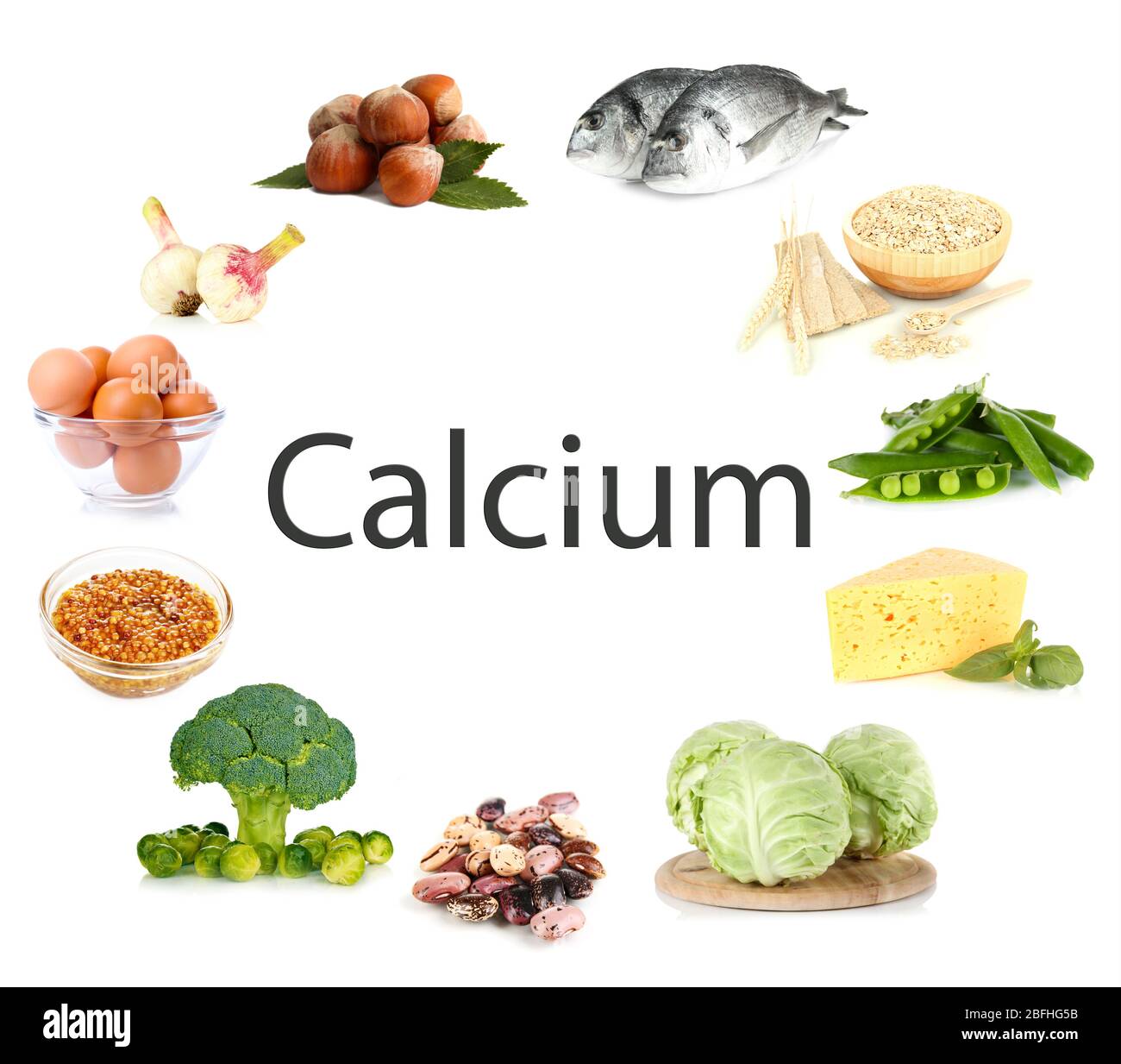 Collage of products containing calcium Stock Photo - Alamy