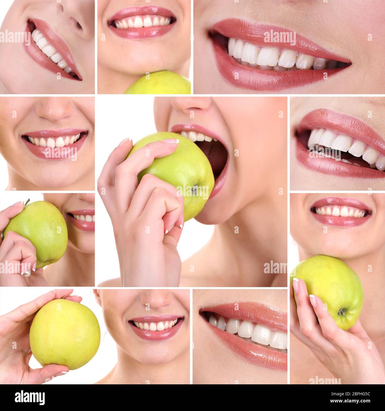 Collage of woman mouth with healthy teeth Stock Photo - Alamy