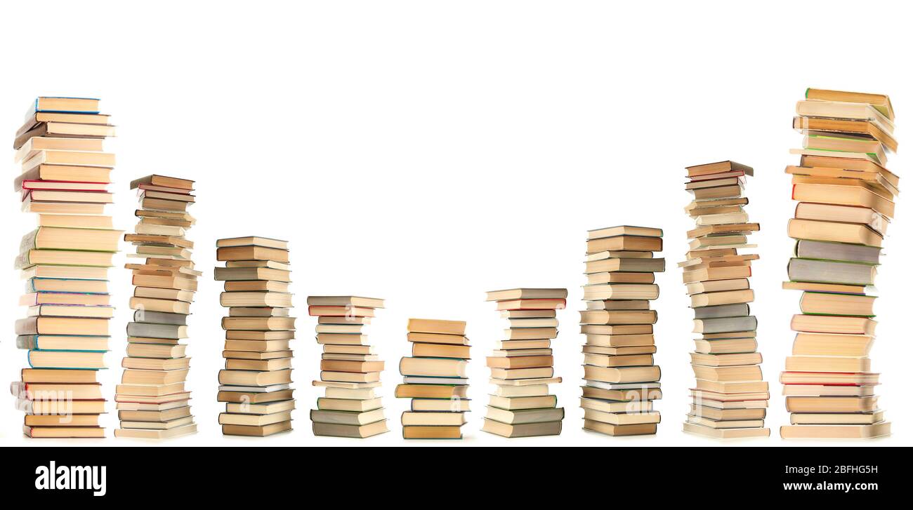 Lot of old books isolated on white Stock Photo - Alamy