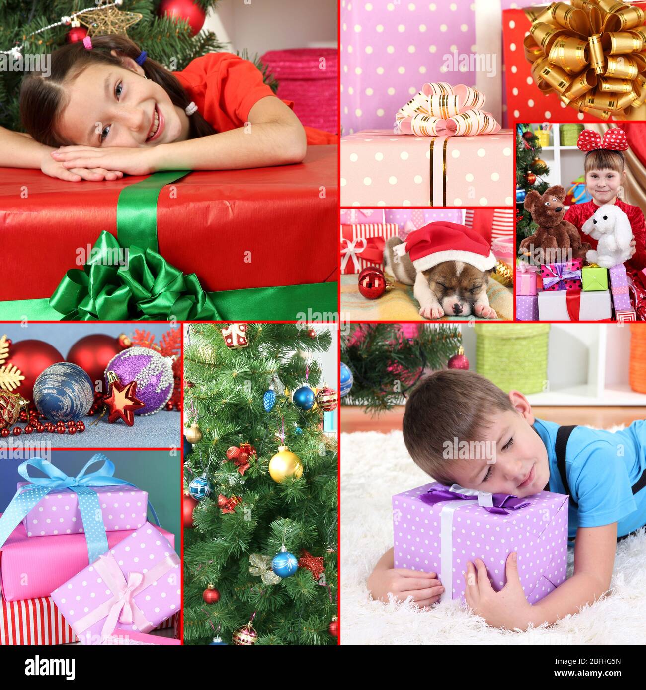 Collage of celebrating Christmas at home Stock Photo - Alamy