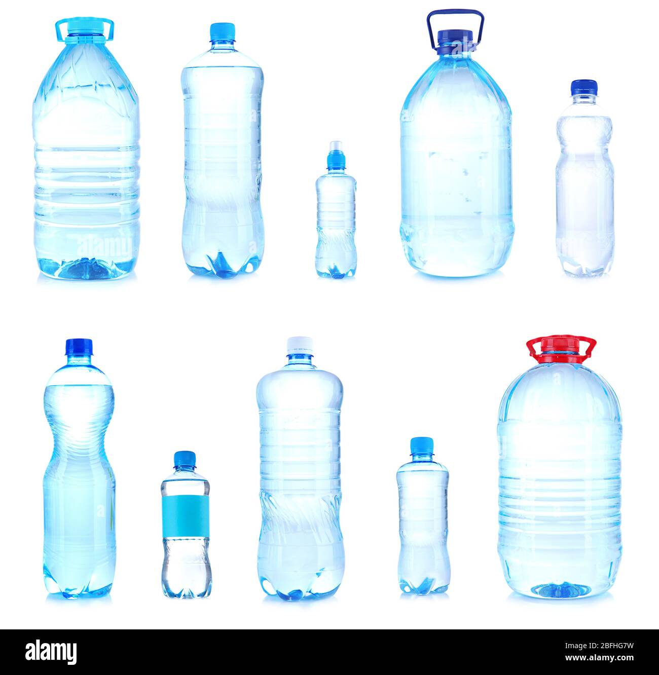 Collage of different bottles with water Stock Photo - Alamy