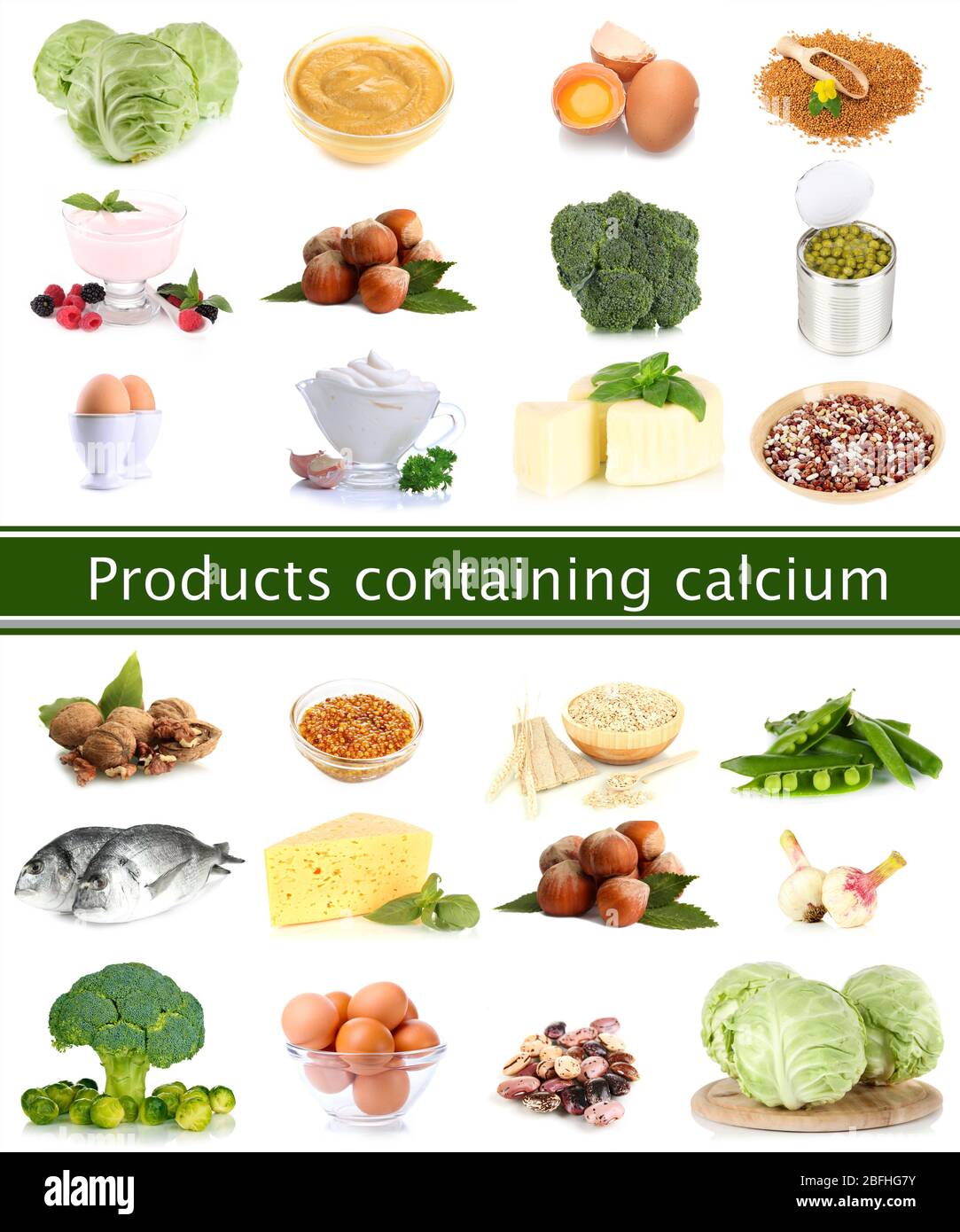 Collage of products containing calcium Stock Photo - Alamy
