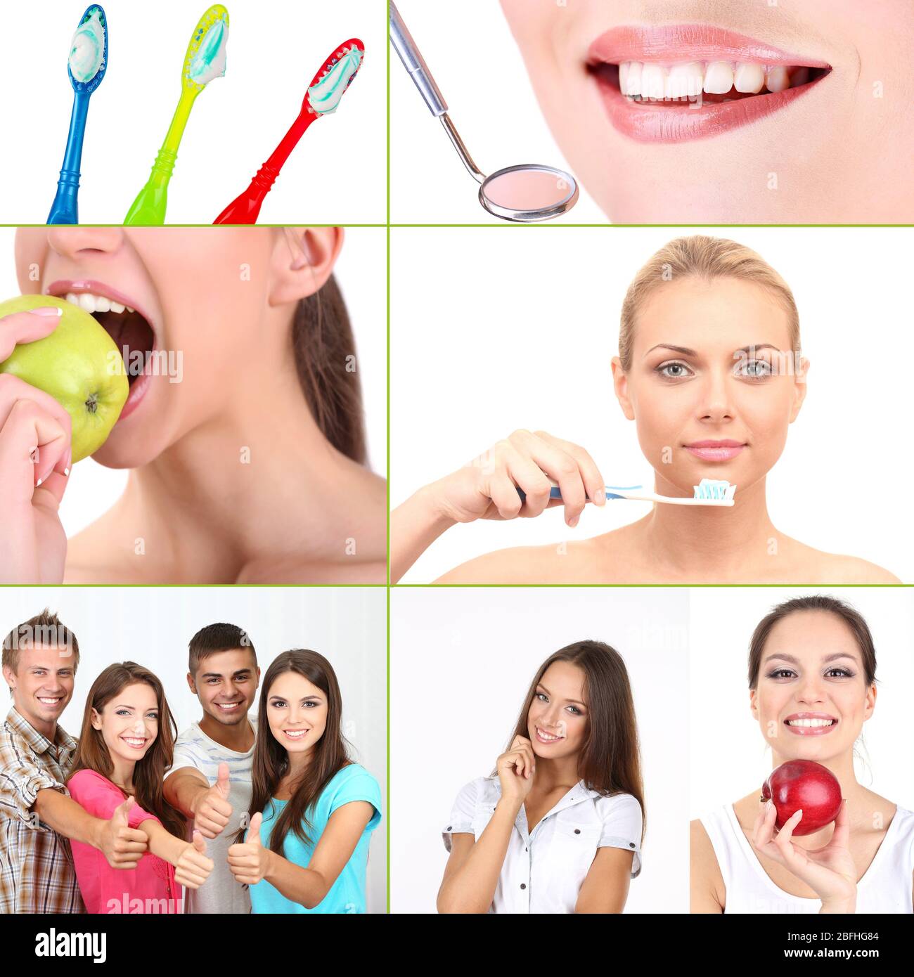 Collage of photographs on the theme of healthy teeth Stock Photo - Alamy