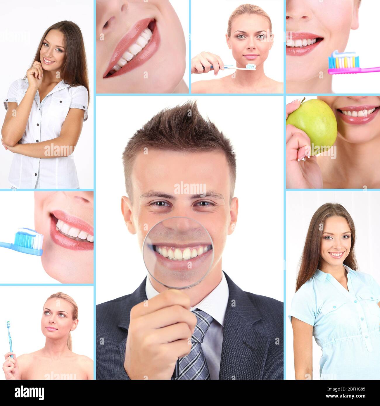 Collage of photographs on the theme of healthy teeth Stock Photo - Alamy