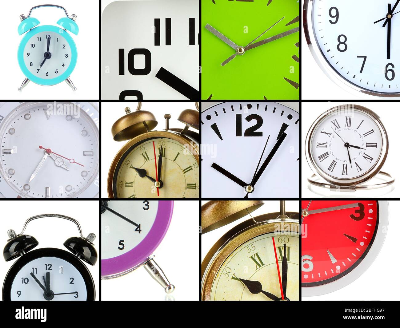 Collage of different clocks Stock Photo - Alamy