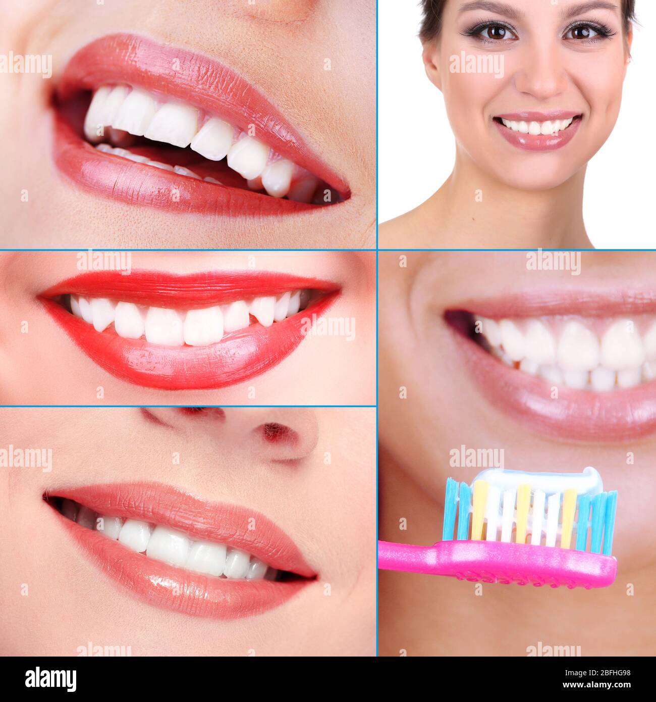 Collage of photographs on the theme of healthy teeth Stock Photo - Alamy