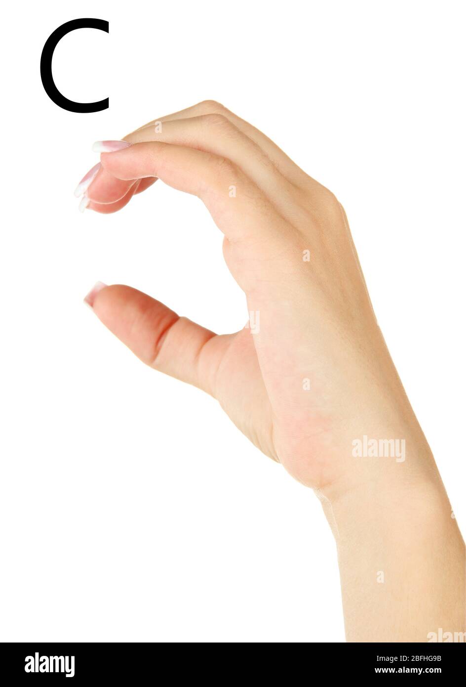 Finger Spelling the Alphabet in American Sign Language (ASL). Letter C ...