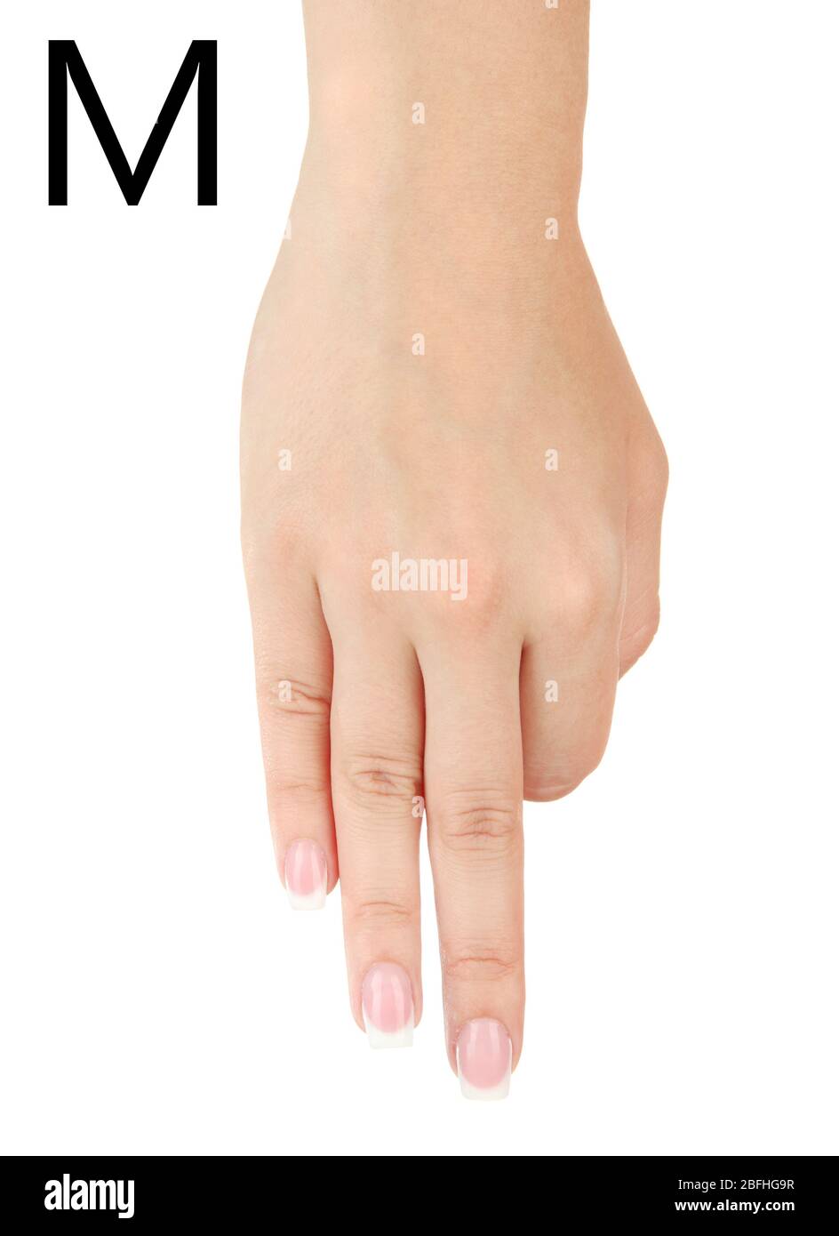 Finger Spelling the Alphabet in American Sign Language (ASL). Letter M ...