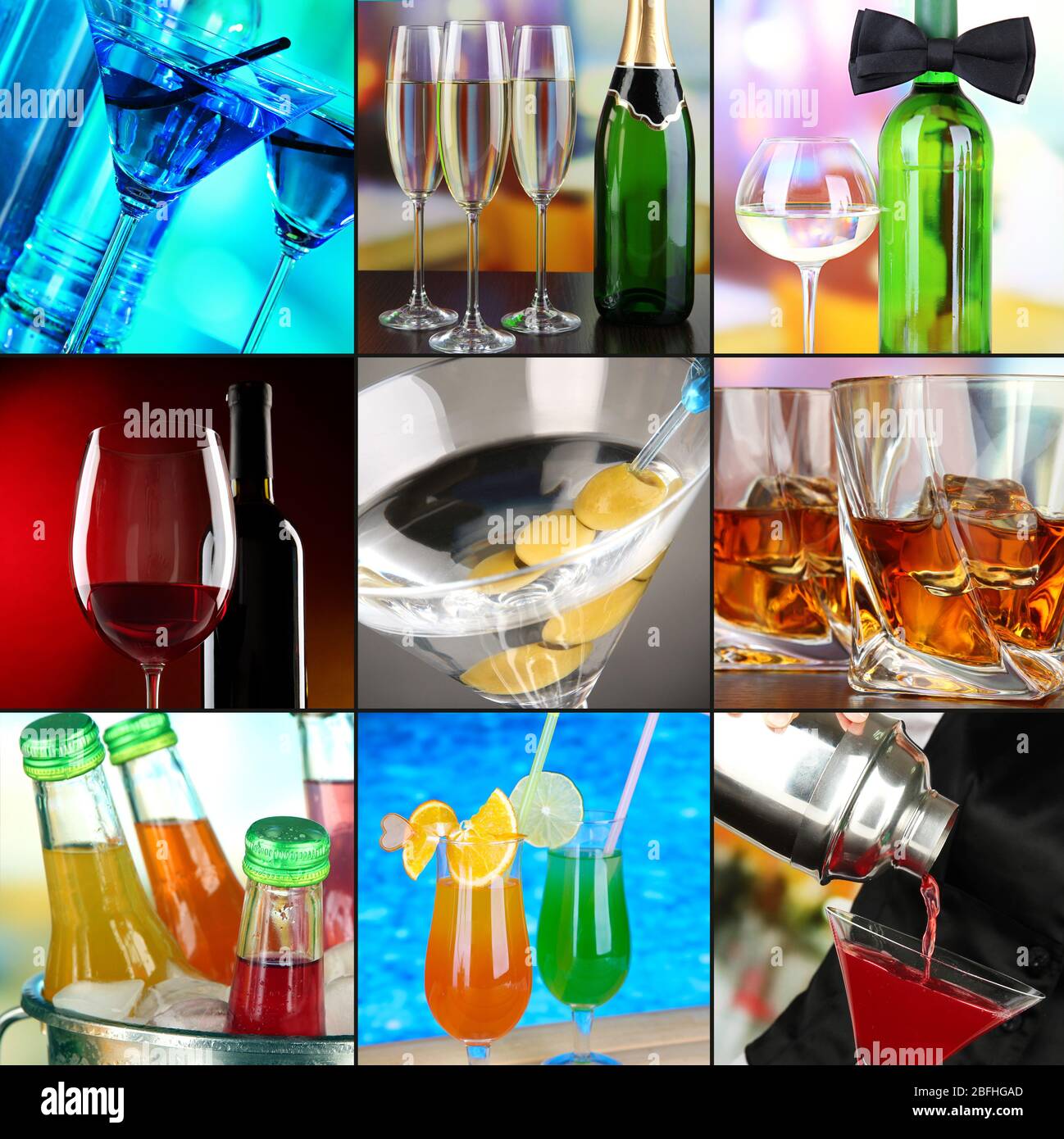Alcohol drinks collage Stock Photo - Alamy