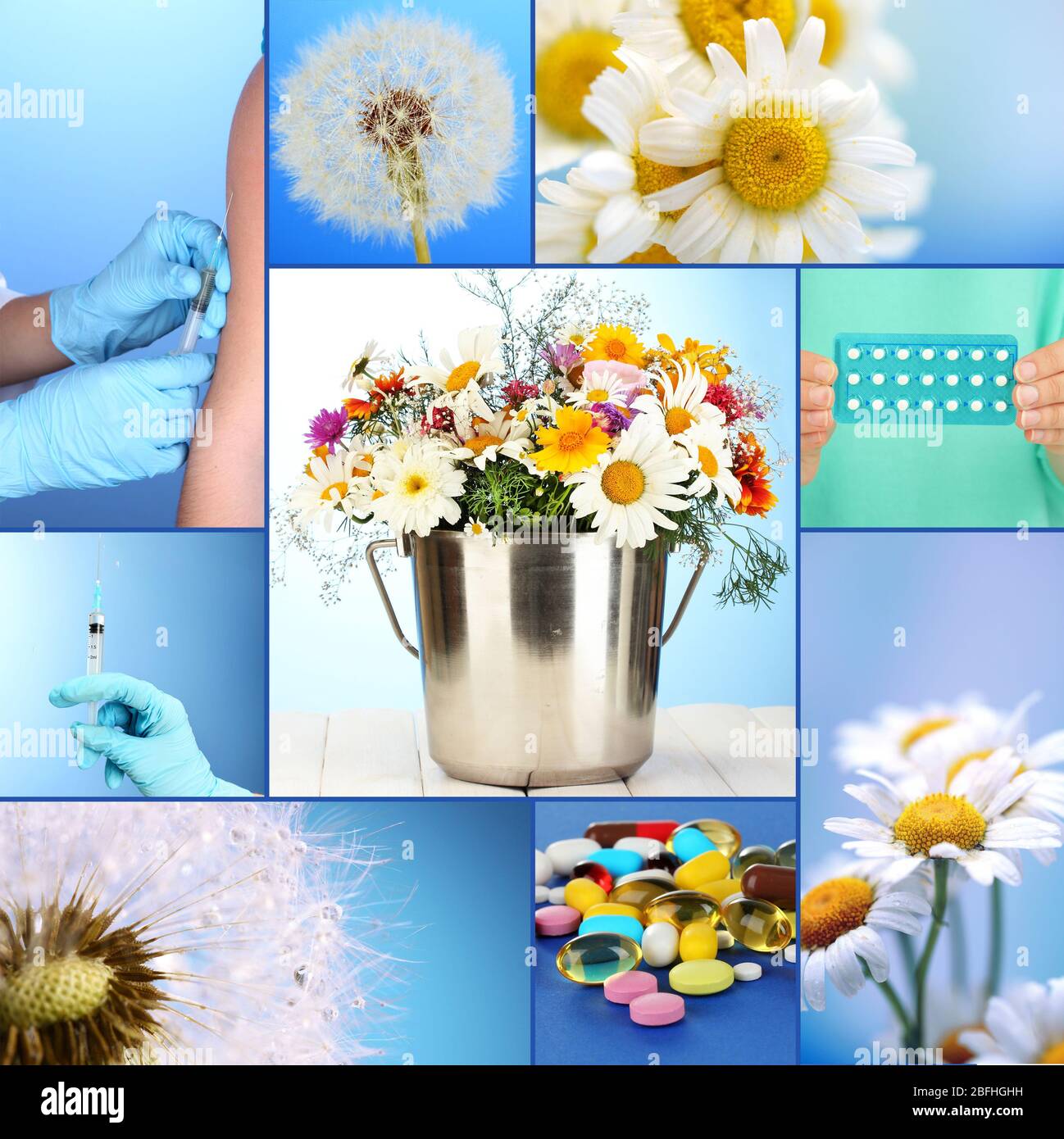 Collage of allergy theme Stock Photo - Alamy