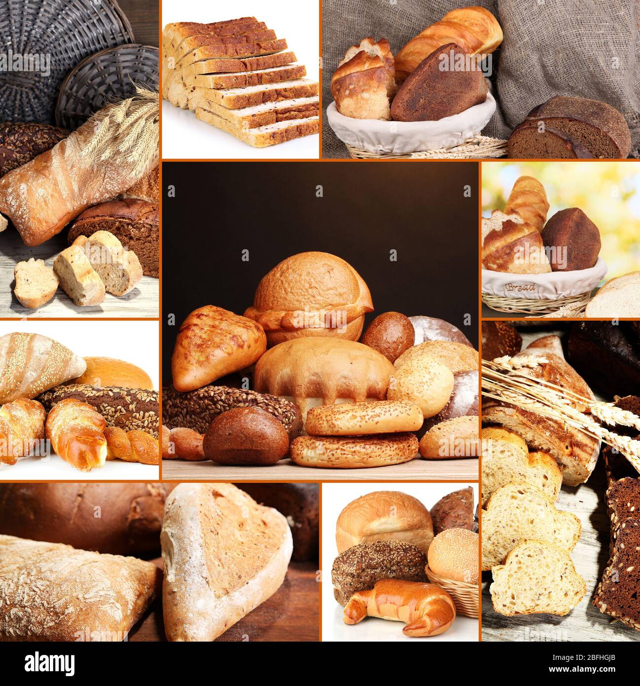 Bread and harvesting wheat collage Stock Photo - Alamy